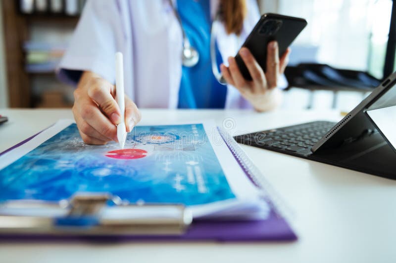 Medical Technology Concept. Doctor Working with Mobile Phone and ...