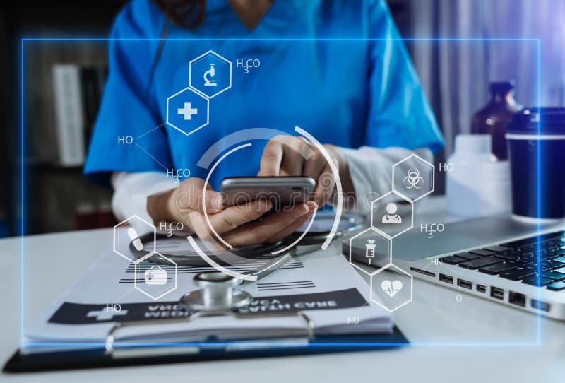 Medical Technology Concept,smart Doctor Hand Working with Modern Laptop ...