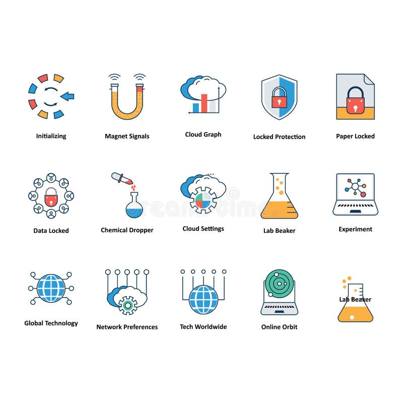 Medical and Technology Line and Color Fill Editable Vector Icons Stock ...
