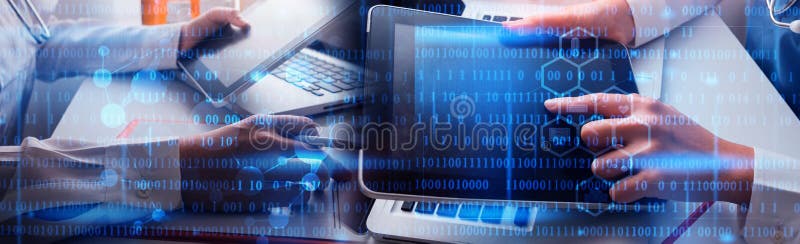 Medical Technology or Medical Network. Doctor Using Digital Tablet with ...