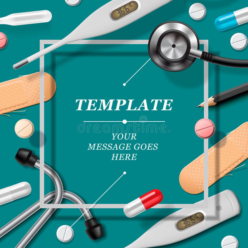 Medical Template and Frame with Medicine Equipment Stock Vector ...