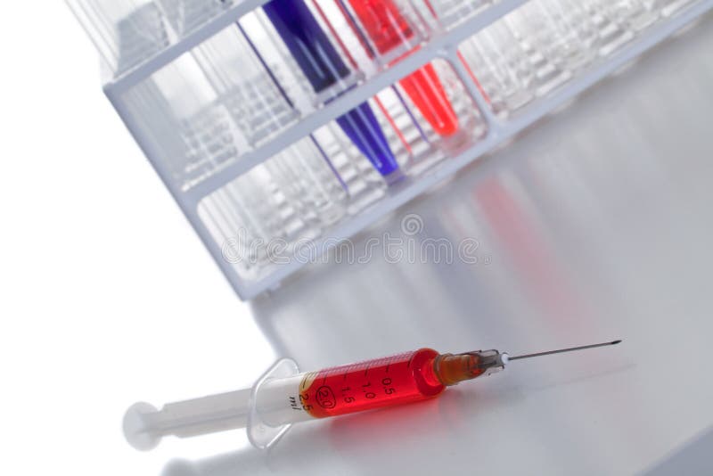 Medical Test Tubes and Syringe Stock Photo - Image of health, tube ...