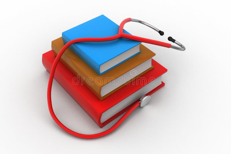 Vector of a Stethoscope and a Pile of Medical Books Stock Illustration ...