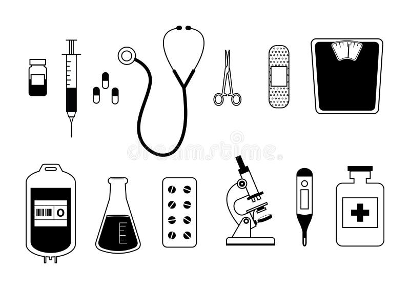 Medical Things Icons Set, Cartoon Style Stock Vector - Illustration of ...