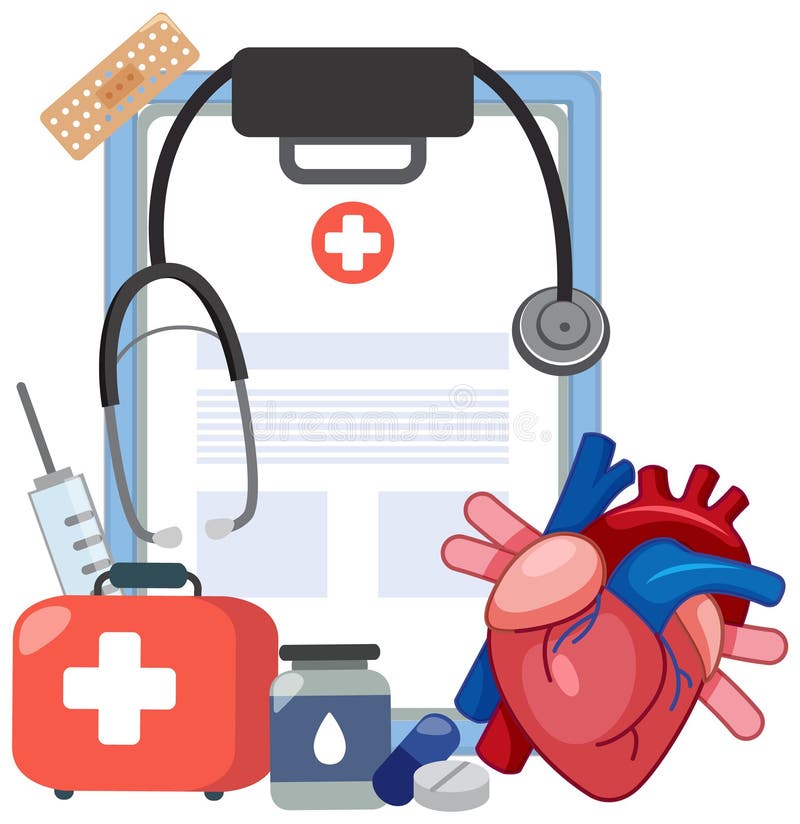 Medical Tools and Heart Symbolizing Stock Vector - Illustration of ...