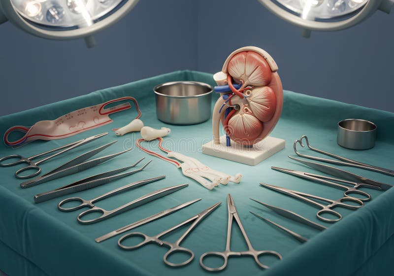 Medical Tools and Kidney Model Stock Illustration - Illustration of ...