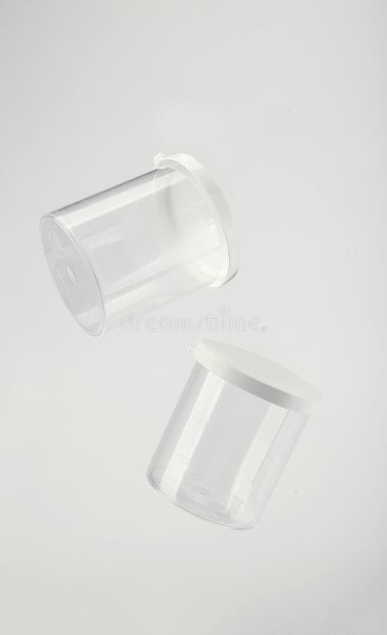Medical Transparent Plastic Container with White Lid Stock Photo ...