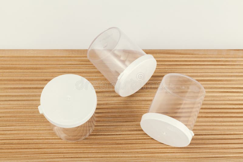 Medical Transparent Plastic Container with White Lid Stock Photo ...