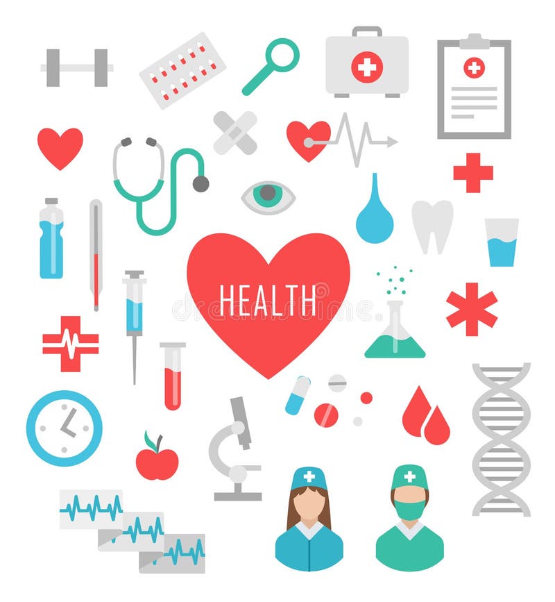 Health and Medical Vector Set Stock Vector - Illustration of medication ...