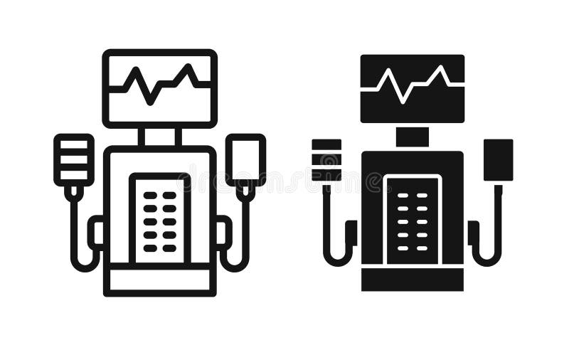 Medical Ventilator Thin Line Icon Set Stock Vector - Illustration of ...