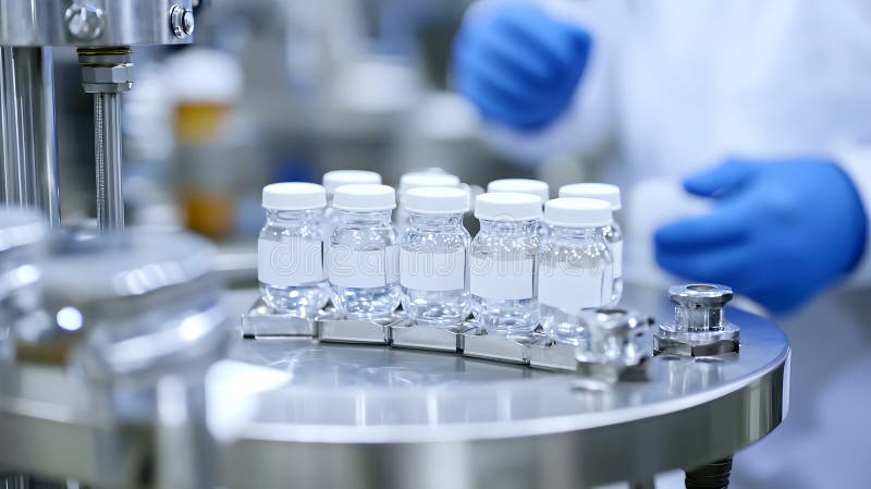 Medical Vials on a Production Line in a Lab. Stock Illustration ...
