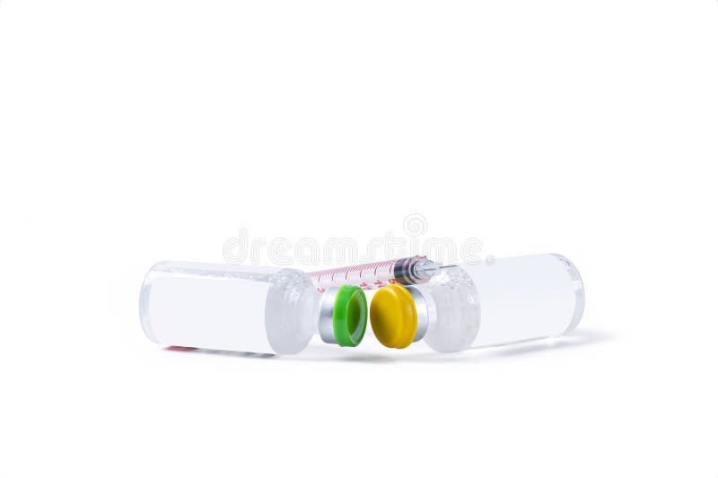 Medical Vials and Syringe on White Background. Isolated Medical ...