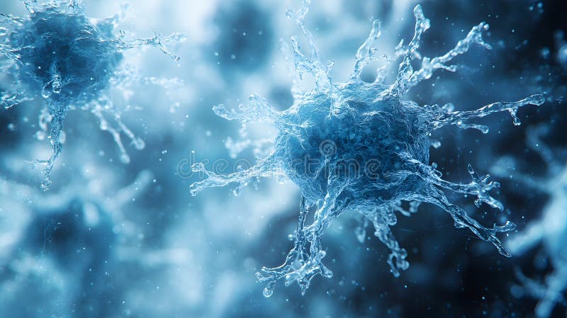 Medical Virus Cell Rendered in Light Blue Shows Detailed Microscopic ...