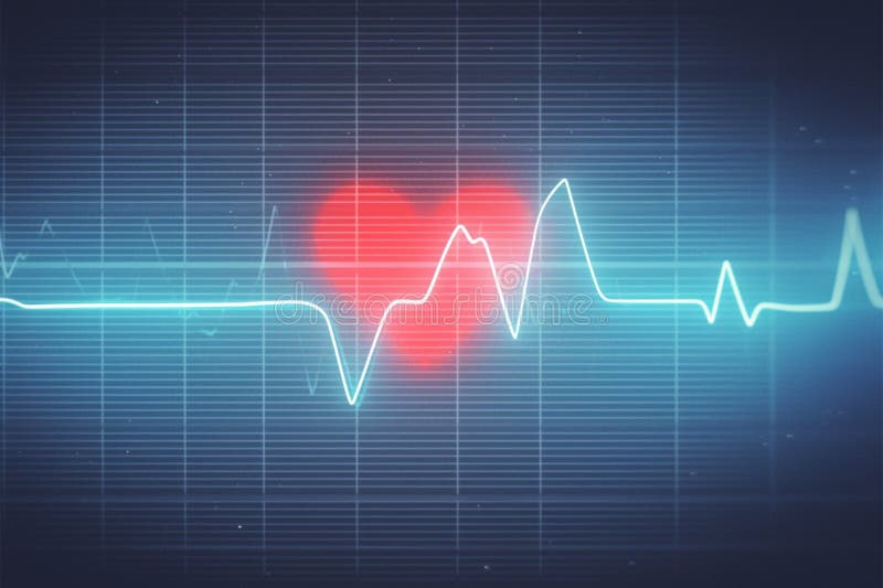 Medical Visualization EKG or ECG Graph with a Red Heart Stock ...