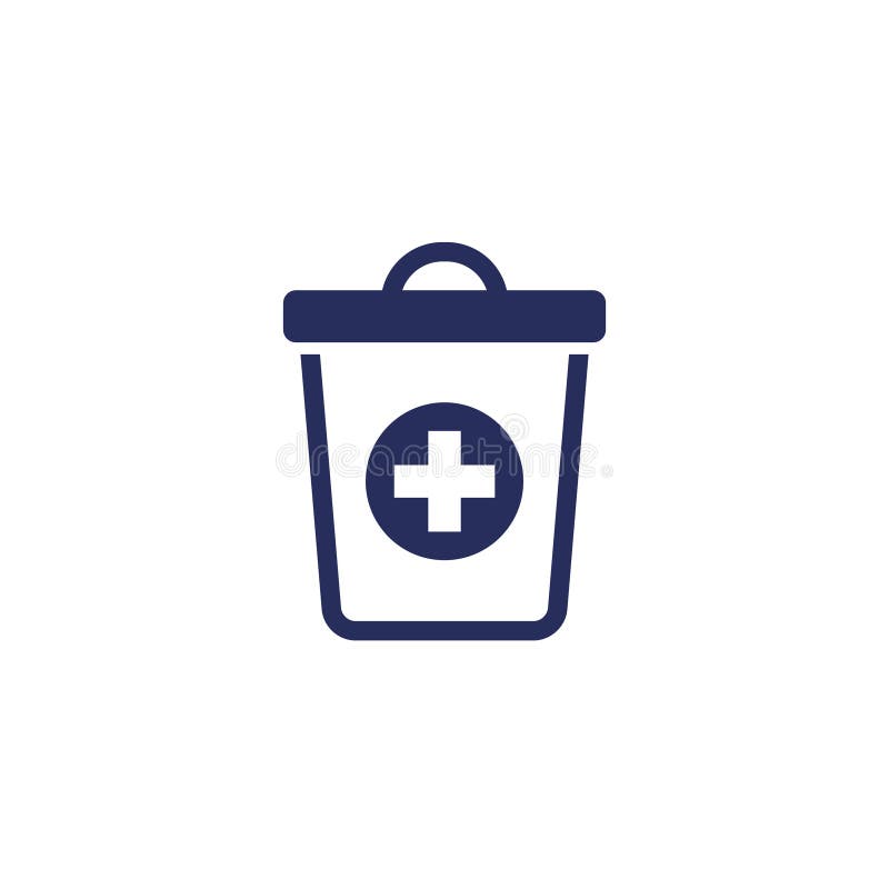 Medical Waste Icon with a Trash Bin Stock Vector - Illustration of ...