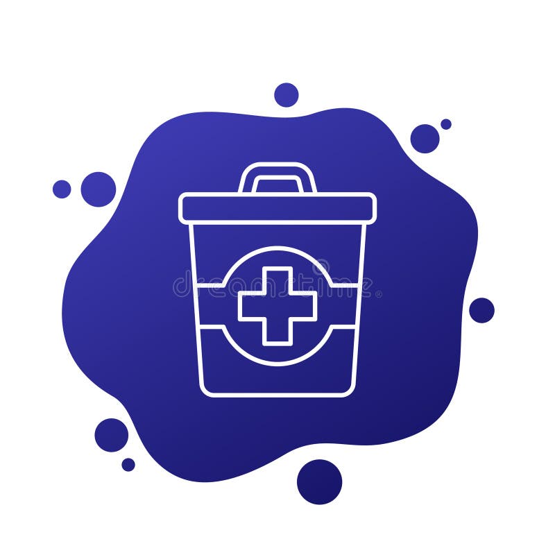 Medical Waste Icon with Trash Bin, Line Design Stock Vector ...