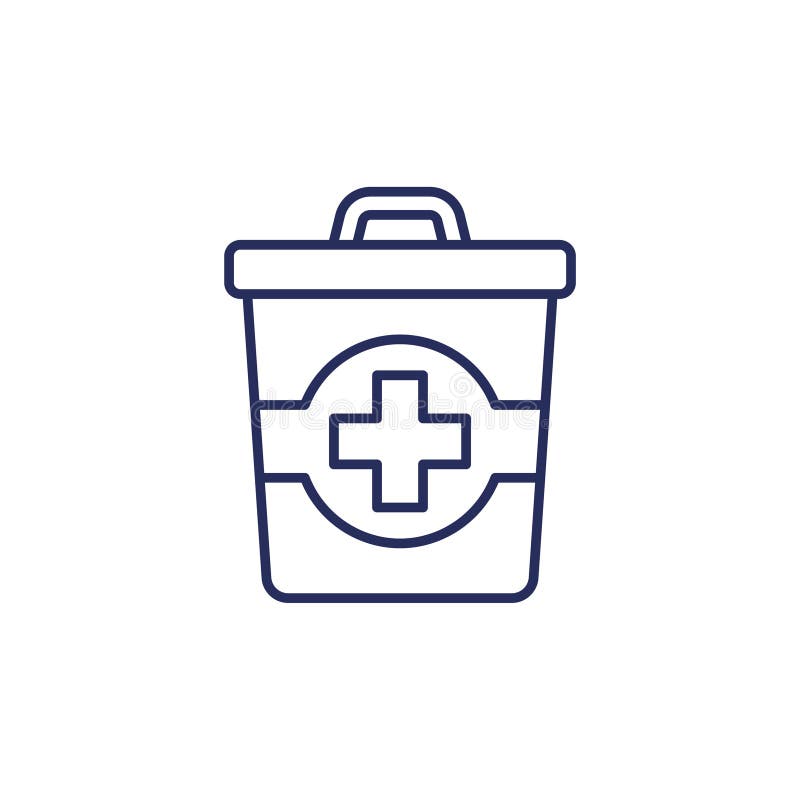Medical Waste Line Icon with Trash Bin, Vector Stock Vector ...