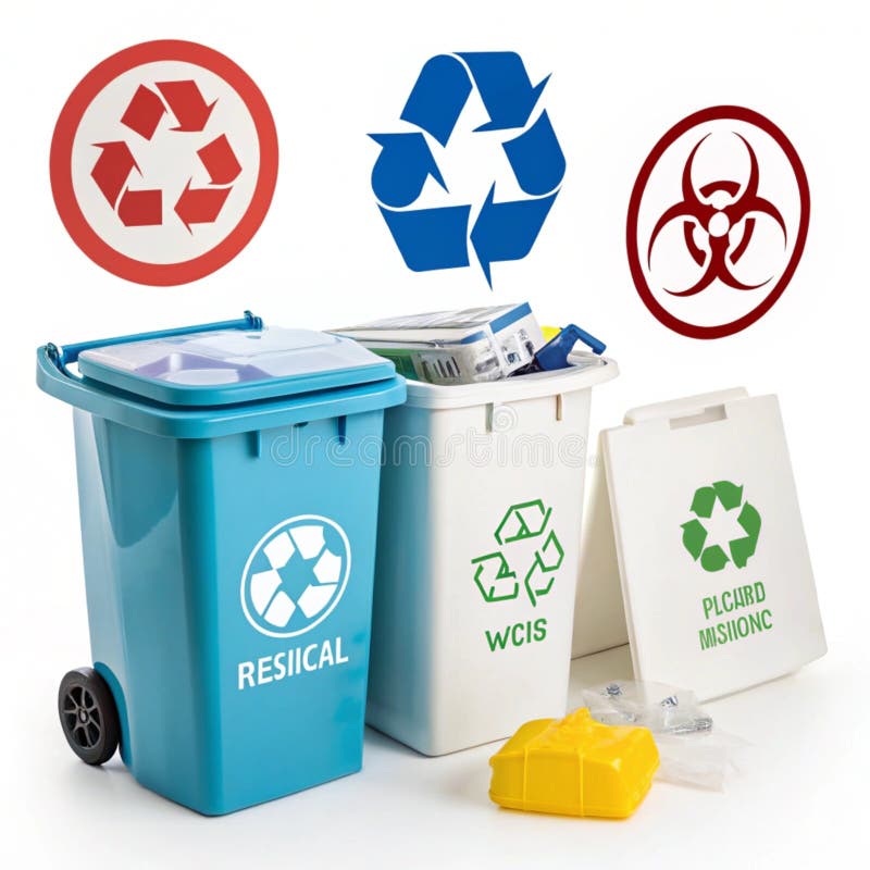 Medical Waste Recycling Concept Isolated on White Background Stock ...