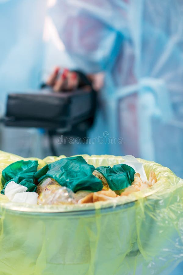 Medical waste in trash bin stock image. Image of illness - 116713293