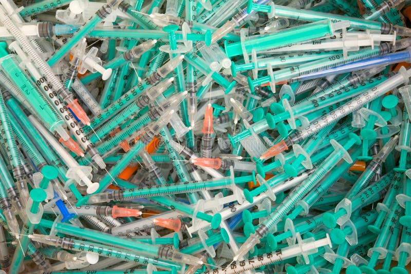 Medical Waste Used Disposable Syringes Stock Image - Image of cure ...
