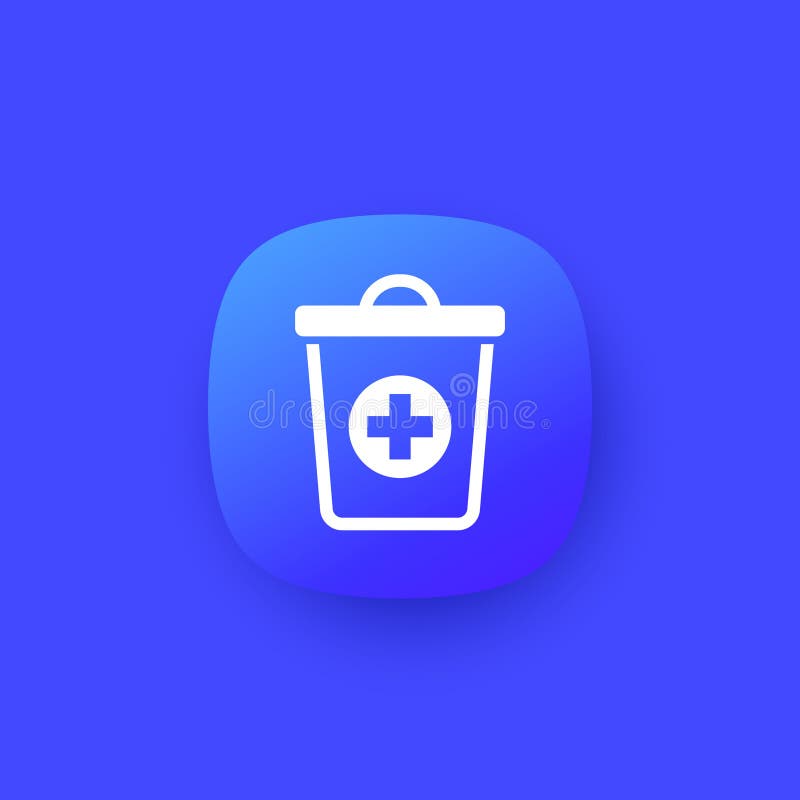 Medical Waste Vector Icon with Trash Bin Stock Vector - Illustration of ...