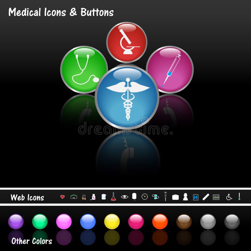 Medical Web Buttons stock vector. Illustration of hospital - 23905830