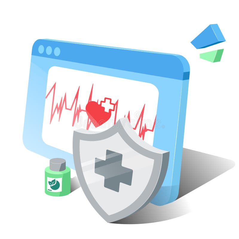 Medical Web Service. 3d Model of a Computer Screen. Stock Vector ...