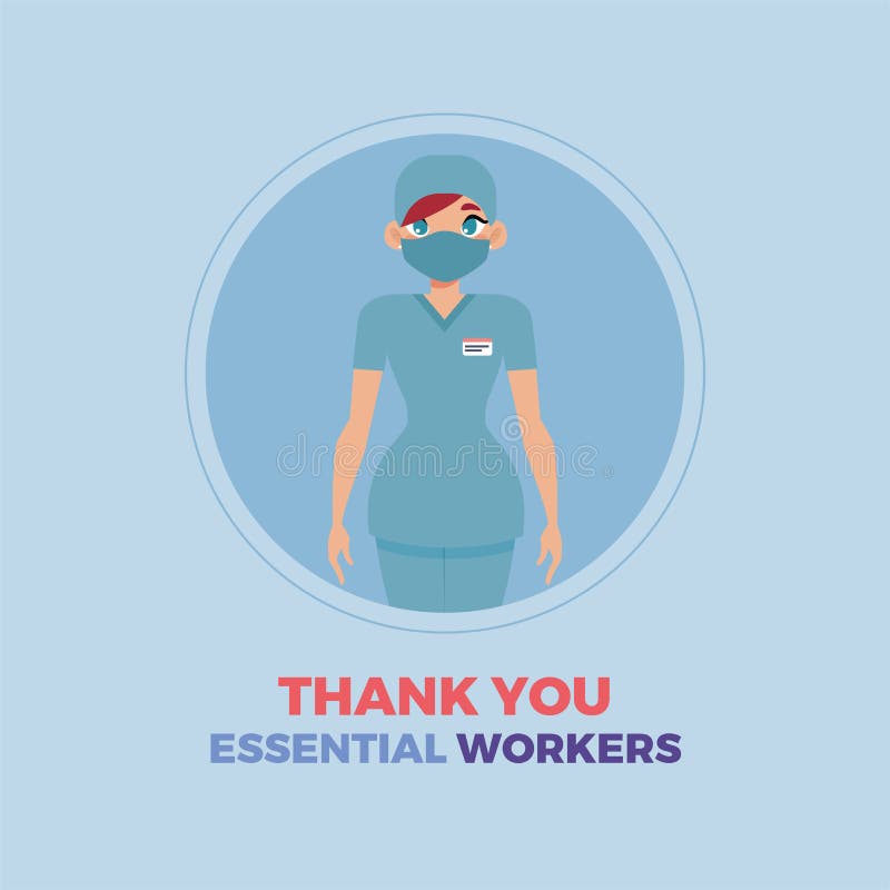 Medical Woman Thanks Essential Workers Stock Illustration ...
