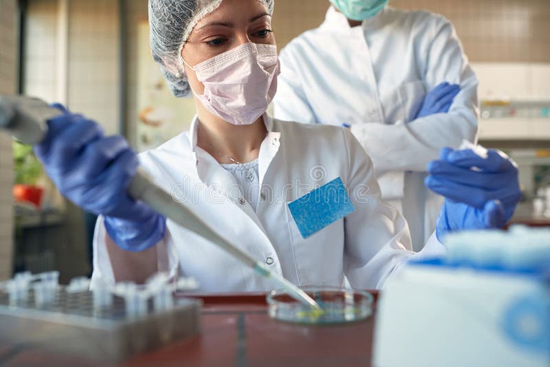 Medical worker in lab stock photo. Image of automatic - 232386790