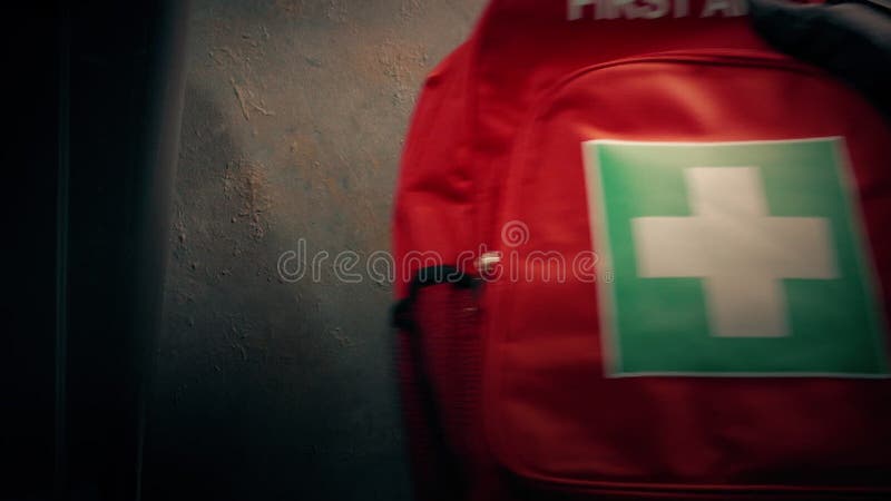 First Aid Pack is Picked Up or Put Down Stock Video - Video of world ...