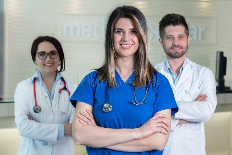 Medical workers in clinic stock image. Image of female - 74834323