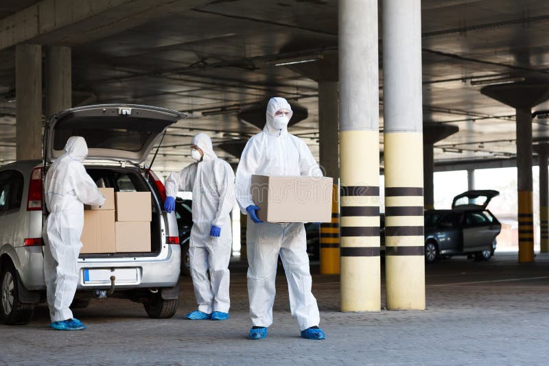 Medical Workers Delivering Vaccine from Coronavirus Biohazard Stock ...