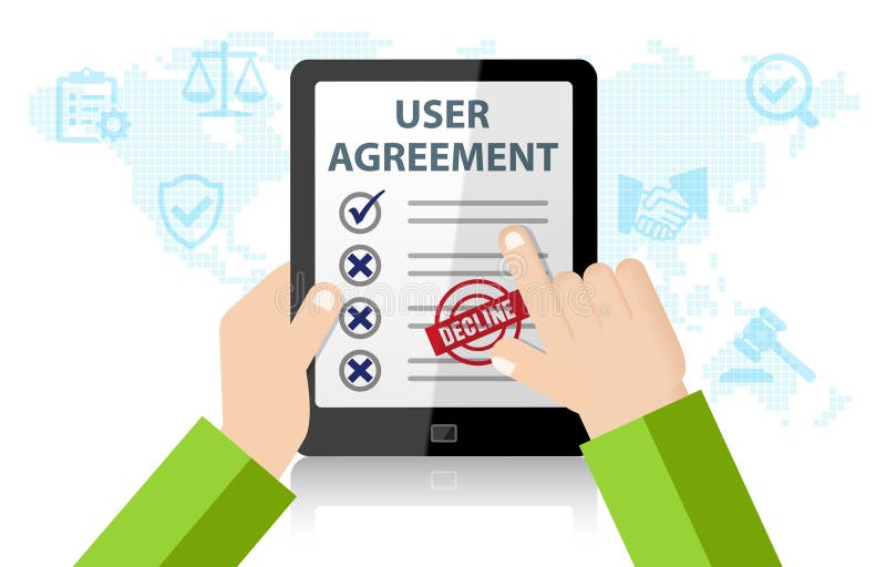 User Agreement on Tablet Concept Infographic. Legal Notice Form, Terms ...