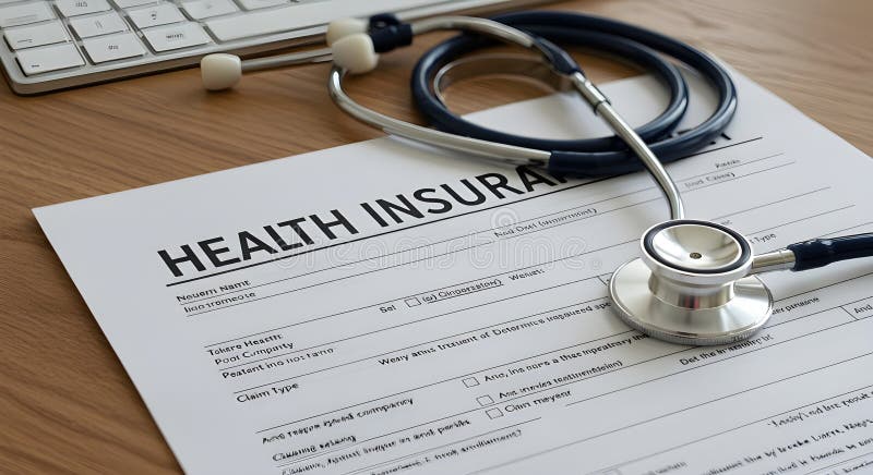 Medical Insurance Form with Stethoscope on Top Stock Illustration ...