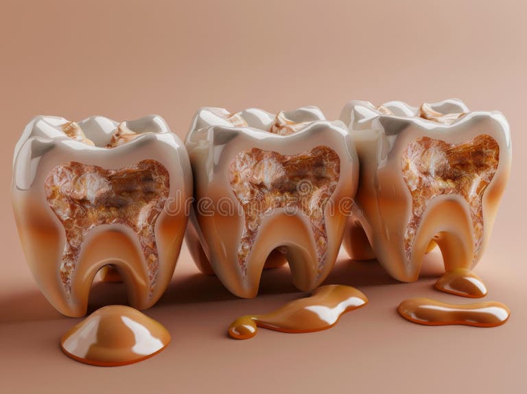 Medically Accurate 3D Illustration of a Set of Medically Damaged Molar ...
