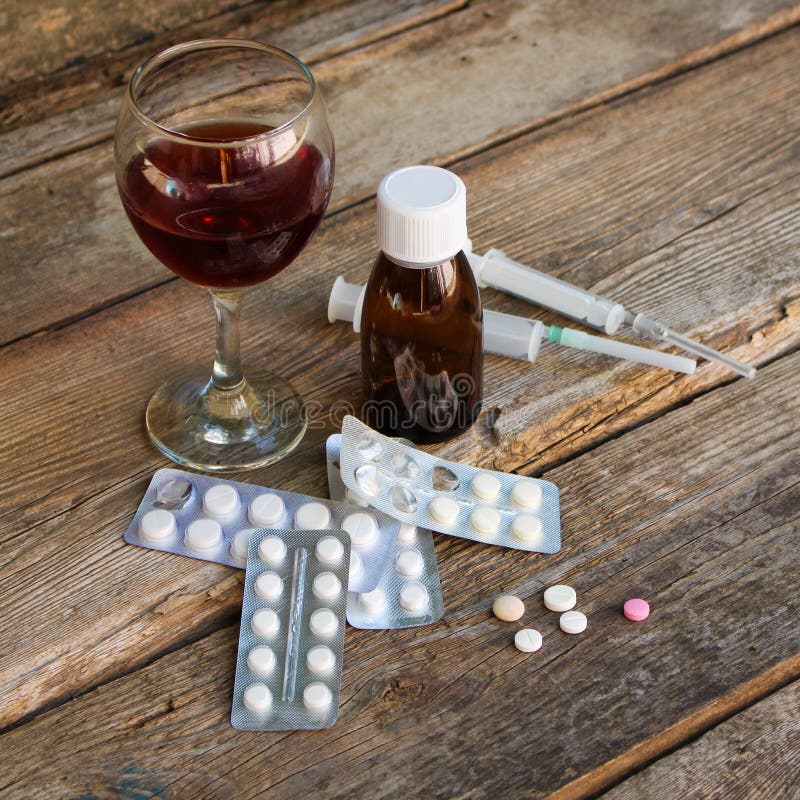 Medication and alcohol stock image. Image of closeup - 19743537