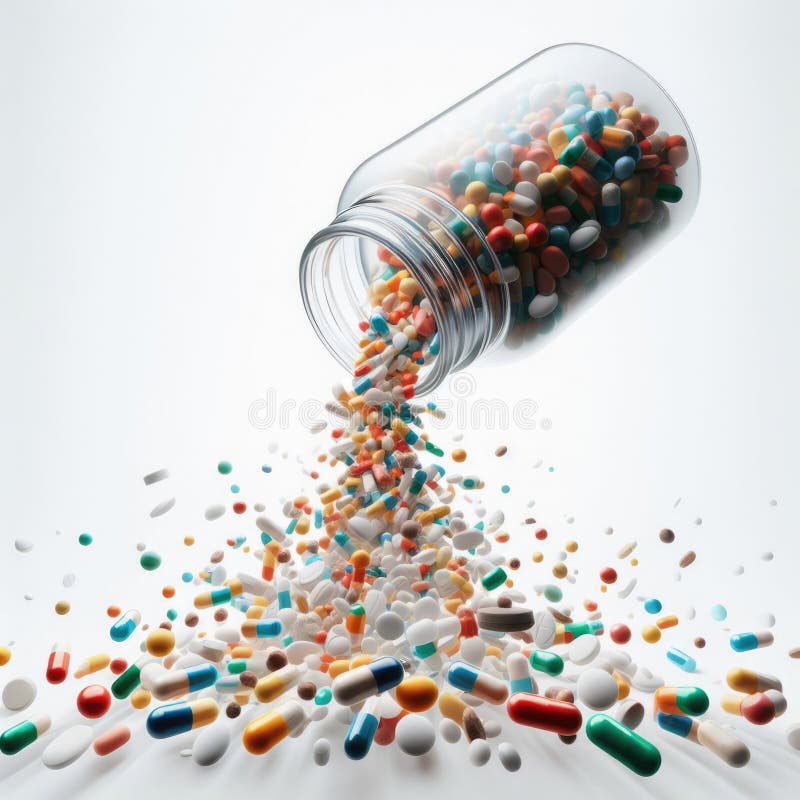 Medication Being Poured Out of Container Stock Illustration ...