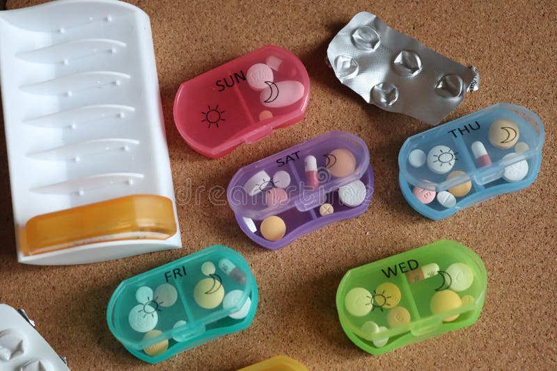 Medication for daily and Weekly Use in Labelled Boxes.chemist Doctors ...