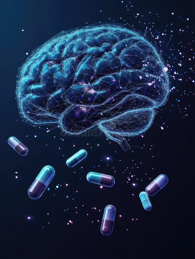 Medication and Brain Connections Stock Image - Image of research, drug ...