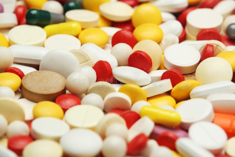 Different Colorful Tablets at White Background Stock Image - Image of ...