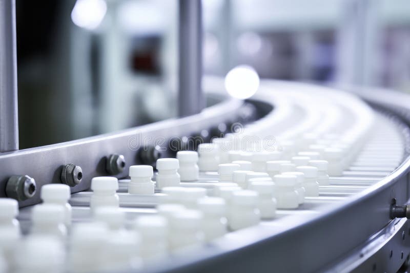 Medication Factory Process: Pharmaceutical Conveyor Stock Illustration ...