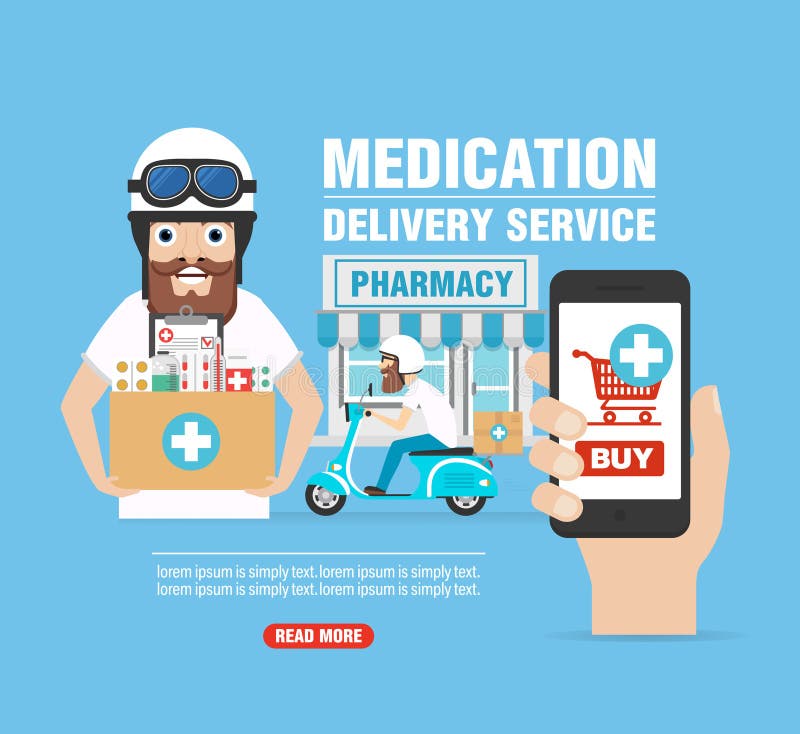 Medication Fast Delivery Service Concept Modern Design Flat Stock ...