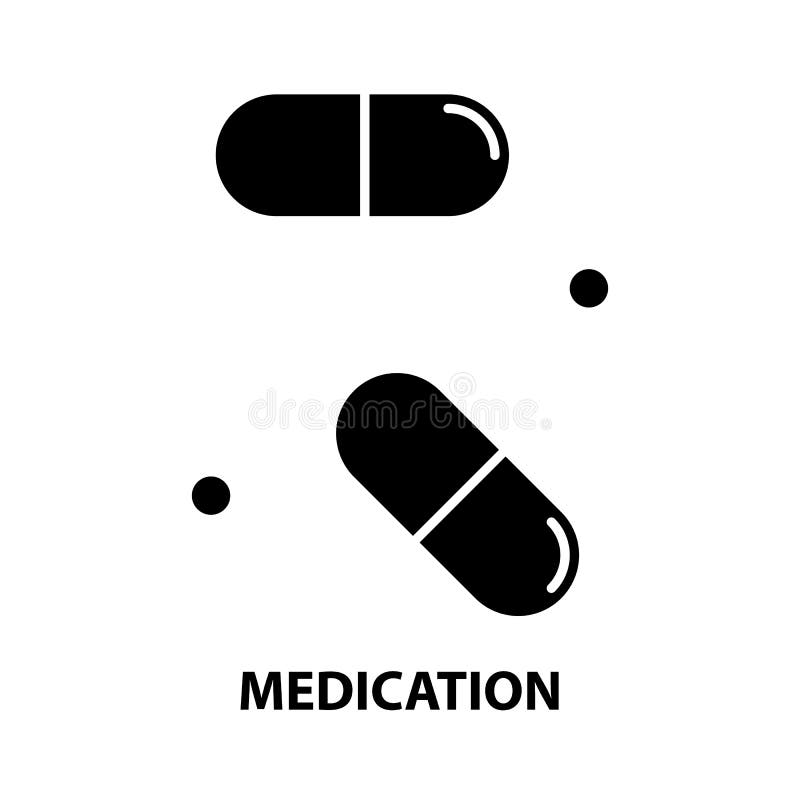 Medication Icon, Black Vector Sign with Editable Strokes, Concept ...