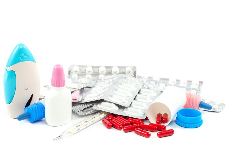 Medication on White Background Stock Image - Image of medicinal, drug ...