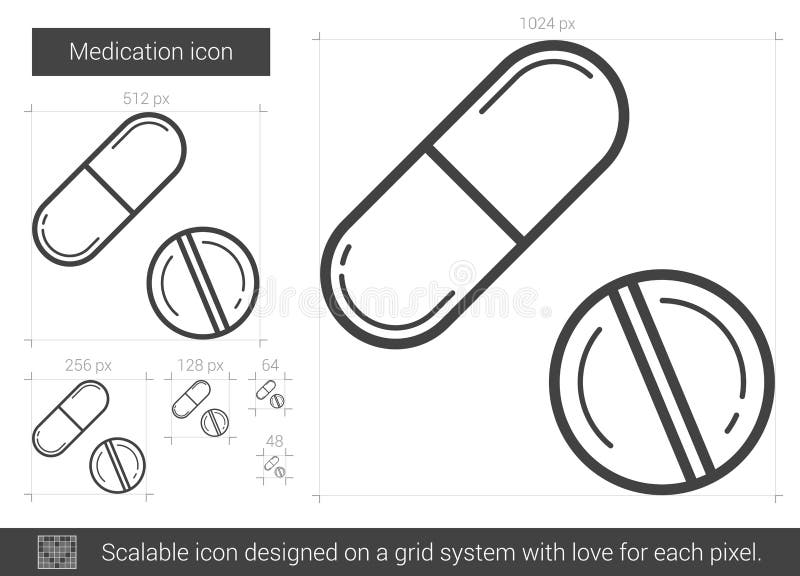 Medication line icon. stock vector. Illustration of icon - 80697073