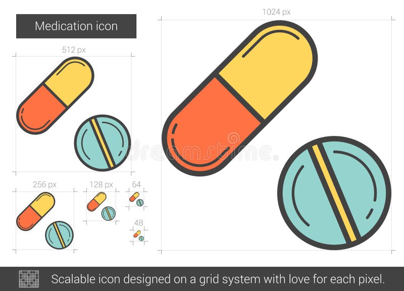 Medication line icon. stock vector. Illustration of cure - 100292799