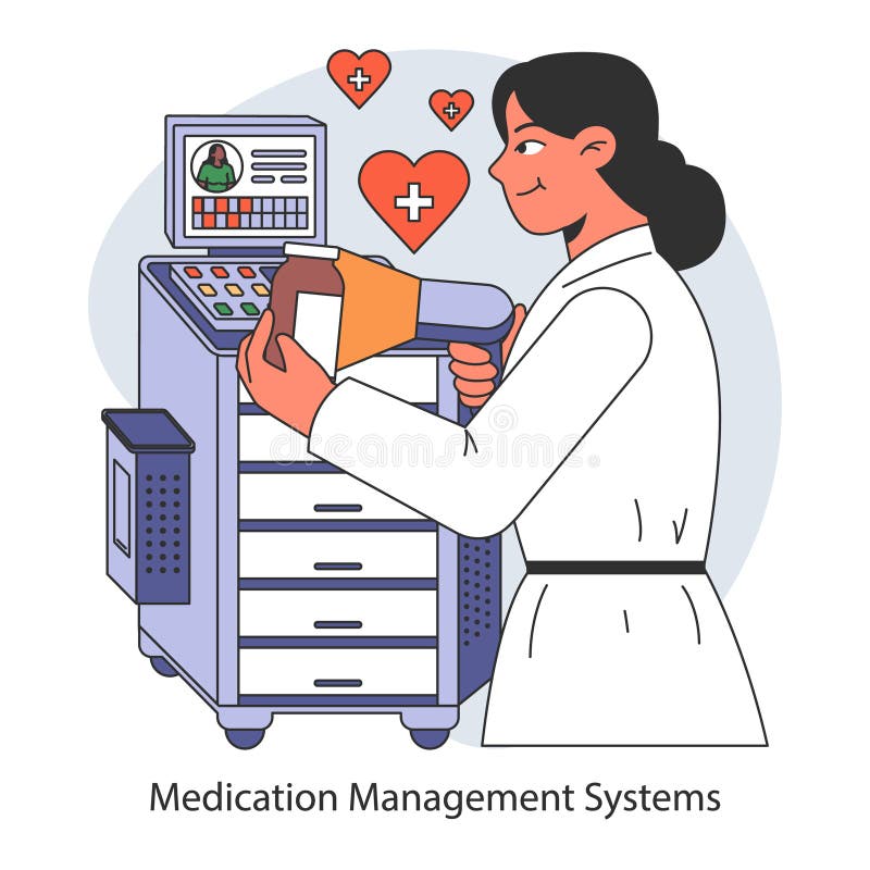 Medication Management Systems Concept. Flat Vector Illustration. Stock ...