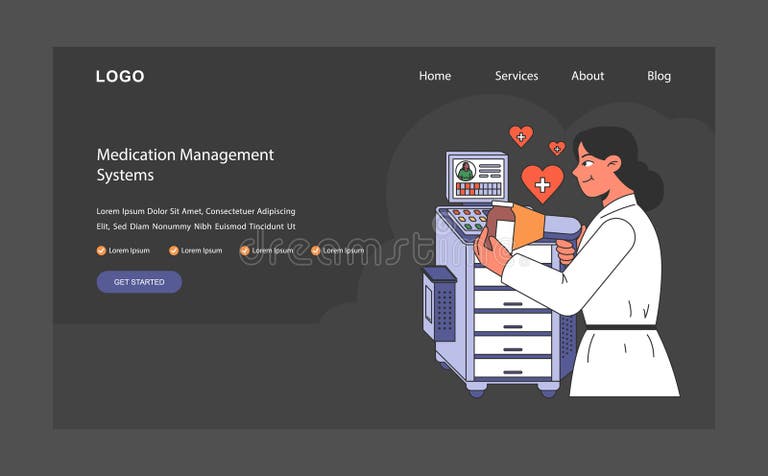 Medication Management Systems Concept. Flat Stock Vector - Illustration ...