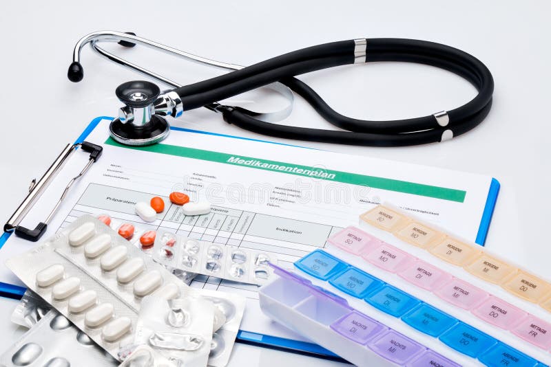 Medication Plan with Tablets and Stethoscope Stock Photo - Image of ...
