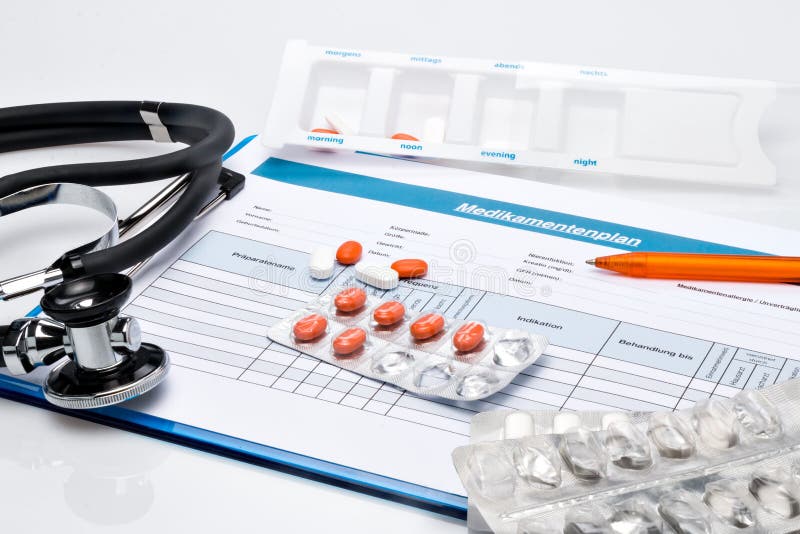 Medication Plan with Tablets and Stethoscope Stock Photo - Image of ...